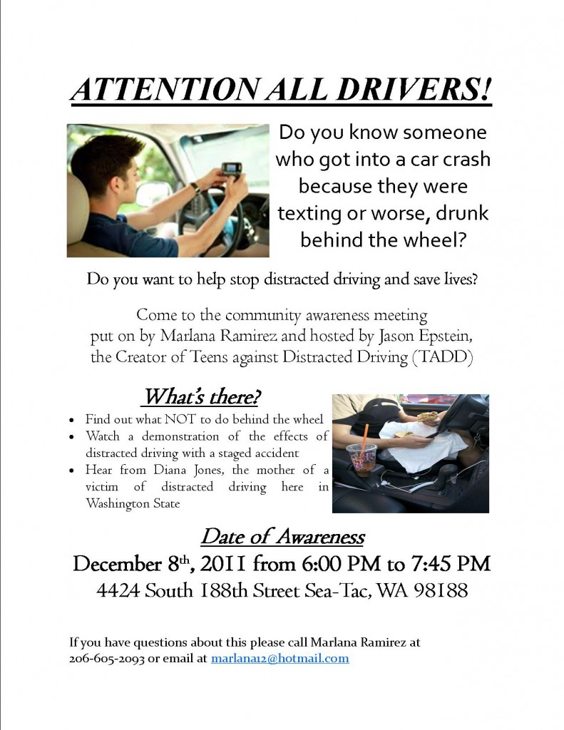 Come learn more about the dangers of distracted driving at Tyee High ...
